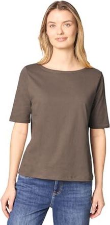 Street One T-Shirt pour Femme avec col Bateau, Silk Brown, 40