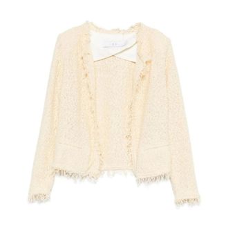 Iro Iro, Femme, Vestes, Jaune, Taille: 40 FR Veste textur&eacute;e en boucl&eacute; sans col