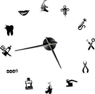 Artibetter Acryl Wanduhr Spiegelleiste DIY Werkzeuge Schwarz Dekor Selbstgemachte Aufkleber Rahmenlos Hängende Uhr Einzigartige Wanduhr Metall Schwarz Acryl Deko