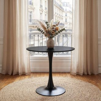 IDIMEX Esstisch Loire, rund 80 cm, Schwarz - Esszimmertisch mit Tulpenfu&szlig;, runder K&uuml;chentisch aus lackiertem MDF, ideal f&uuml;r kleine Essbereiche, modernes Desi