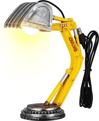 Artibetter Gatuida Minimalistische Excavator Tischlampe aus Resin f&uuml;r Jungenzimmer Kinderzimmer Nachttischlampe Baustellen dekoration Platzsparend Vielseitig Ein