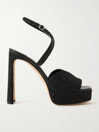 Jimmy Choo London Sandales En Cuir &Agrave; Paillettes Karly 125 - Noir