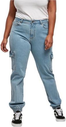 Urban Classics Pantalon Cargo Stretch en Denim Organique, Bleu Clair Blanchi, 32 Femme