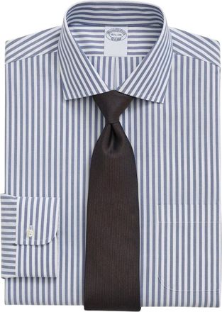 Brooks Brothers Chemise habill&eacute;e ray&eacute;e en coton Supima stretch non-iron &agrave; col anglais &eacute;tendu - Homme - Chemises - Bleu - Taille: XL