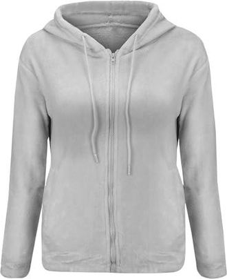 Generic Manteau pelucheux pour femme - Veste dhiver pour femme - Fermeture éclair intégrale - Manteau surdimensionné en polaire pelucheuse pour la vie quotidi