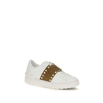 Valentino Garavani Womens White Calf Leather Bos Taurus Sneakers