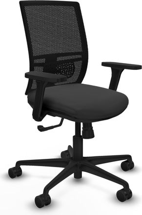 Piqueras y Crespo Arbeitsbankstuhl mit 3D-Armen, h&ouml;henverstellbare Lendenwirbelst&uuml;tze, ausgestattet mit Sincro 4 Positionen und Schneideschaum, Schwarz/Dunkelgrau