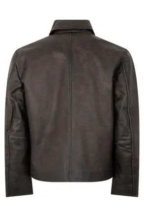 Diesel Mens Leather Jacket Brown Cow