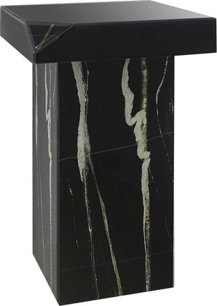 Xora Beistelltisch, Schwarz, Wei&szlig;, Glas, Holzwerkstoff, quadratisch, w&uuml;rfelf&ouml;rmig, Sockel, 30x51x30 cm, Wohnzimmer, Wohnzimmertische, Beistelltische, Glas-