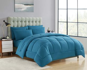 Sweet Home Collection Daunen-Alternative Bettdecke f&uuml;r alle Jahreszeiten, W&auml;rme, luxuri&ouml;se Pl&uuml;sch-Loft-Mikrofaser-F&uuml;llung, Bettw&auml;sche, King-Size-Bett, Blaugr&uuml;n