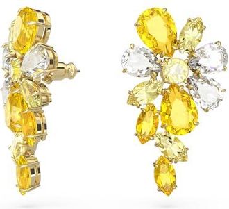 Swarovski Boucles doreilles Gema, fleurs ornées de cristaux jaunes et inCOLOR_NAMEes, placage ton or