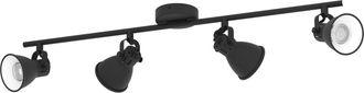 Eglo Deckenlampe Seras 1, 4 flammige Deckenleuchte Industrial, Klassisch, Deckenstrahler aus Stahl, Wohnzimmerlampe in Schwarz, Küchenlampe, Spots mit GU10