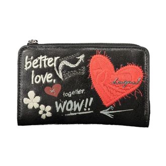 Desigual Rei&szlig;verschluss-Geldb&ouml;rse mit Herzdesign - - Accessories - Damen - Schwarzk - ONE SIZE