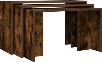 vidaXL Vidaxl - Tables gigognes 3 pcs chêne fumé bois dingénierie