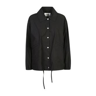 Jil Sander Manteau en coton gaufr&eacute; noir - Femme - Vestes - Noir - Taille: 32 FR