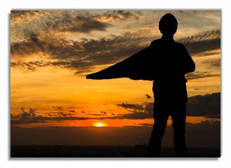 Wallario selbstklebendes Poster - Schatten eines Helden, Aufkleber in Premiumqualit&auml;t, Klebefolie Gr&ouml;&szlig;e: 70 x 100 cm (Riesenposter)