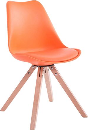 Clp Retro-Stuhl Toulouse Square Mit Kunstlederbezug | Kunstoff-Lehnstuhl Mit Holzgestell, Farbe:orange, Gestell Farbe:Natur
