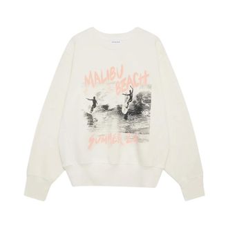 Anine Bing Femme, Sweatshirts et sweats &agrave; capuche, Blanc, Taille: 36 FR SweaT-shirt Miles &agrave; logo vague