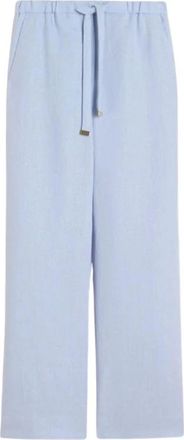 Max Mara Femme, Pantalons, Bleu, Taille: 36 FR Pantalon en Lin Tissage Panier