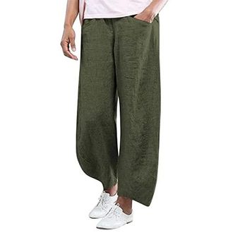 Generic Pantalon L&eacute;ger Femme Fluide Pantacourt &Eacute;t&eacute; Femmes Couleur Unie Coton Lin &Eacute;lastique Pantalons Longs Plage Loisirs Pantalons Large Pantalon Yoga Femme B