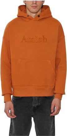 Amish Homme, Sweatshirts et sweats &agrave; capuche, Orange, Taille: M Embroidered Logo Sweat &agrave; capuche
