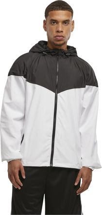 Build Your Brand 2-Tone Tech Windrunner, White/Black, 3XL