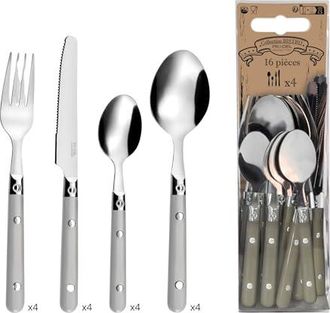 Amefa Besteck SAXO, Tafelbesteck f&uuml;r 4 Personen, Edelstahl Kunststoff 18/0, grau, 16-teilig