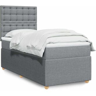 vidaXL Boxspringbett mit Matratze Hellgrau 90x190 cm Stoff Vidaxl