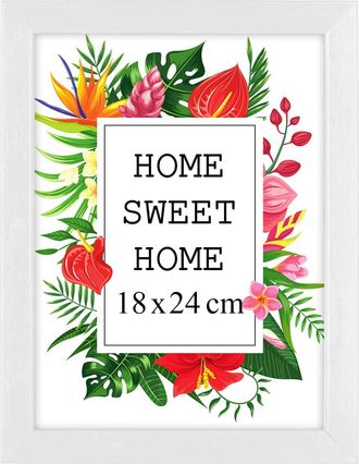 MG Design Weiß Bilderrahmen 18 x 24 cm - Aus echtem Holz mit Acrylglas, zum Aufhängen & Aufstellen, für Fotos, Poster & Puzzle