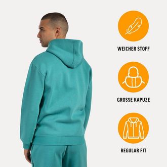 Smilodox Kapuzenstrickjacke Ilyas, Oversize Zip Hoodie, Strickjacke mit Logo auf der Brust durchgehender Frontzipper weicher Stoff gerippter Bund Freizeit Allt