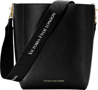 Victoria Hyde London Handtasche f&uuml;r Damen aus echtem PU-Leder Grosse Kapazit&auml;t Umh&auml;ngetasche f&uuml;r Damen zum Einkaufen und Arbeiten (Schwarz)