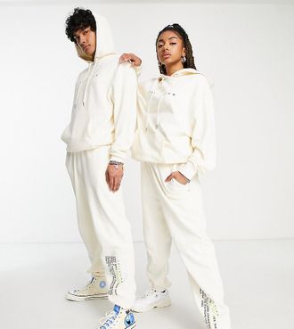 Collusion Unisex - Pantalon de jogging densemble avec texte imprim&eacute; - &Eacute;cru - IVORY-Blanc