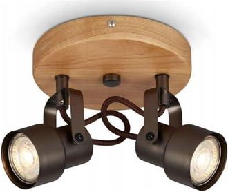 Briloner LED Deckenlampe Vintage schwenkbar, Holzbasis, warmwei&szlig;e Lichtfarbe, LED Deckenleuchte, LED Lampe, Wohnzimmerlampe, Schlafzimmerlampe, K&uuml;chenlampe, 15