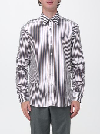 Etro Chemise &agrave; rayures en coton avec col boutonn&eacute; et logo Cube