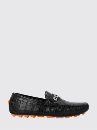 Philipp Plein Mocassins driver en cuir avec imprim&eacute; crocodile et logo en m&eacute;tal