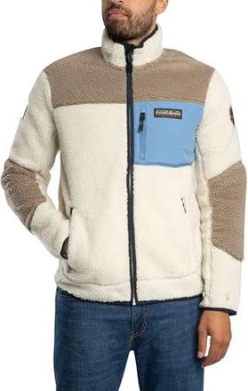Napapijri Homme Veste Polaire Yupik, Beige/Brown/Blue, L