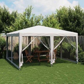 vidaXL Vidaxl - Tente de f&ecirc;te avec 8 parois lat&eacute;rales en maille blanc 4x4m pehd