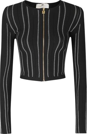 Elisabetta Franchi Strickjacke aus Strickstoff - - Knitwear - Damen - Schwarzk - M