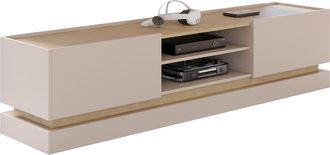Mirjan24 TV-Lowboard Zarpant 200 2K, TV Schrank mit 2 Ablagefächer und 2 Türen, Fernsehschrank, Fernsehtisch, Unterschrank (Sandbeige/Eiche Cremona)