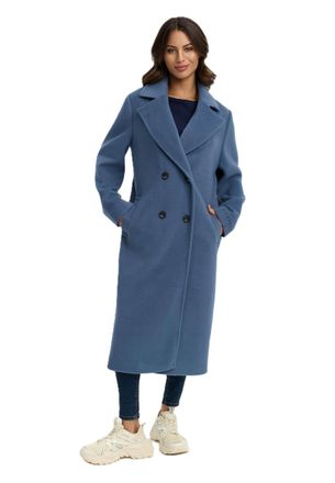 Navahoo Damen &Uuml;bergangsmantel (XS-3XL) - Eleganter Mantel mit Reverkragen, Mantel im Trenchcoat Stil, Warme Jacke Frauen - N052 (XXL, DustyBlue)