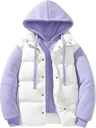 Generic Veste matelass&eacute;e en coton pour homme - Coupe ajust&eacute;e - Pour lautomne et lhiver - Veste l&eacute;g&egrave;re &eacute;paisse et chaude &agrave; capuche, violet, 4XL