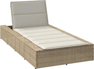 vidaXL Vidaxl - Sonnenliege mit schwebender Auflage Beige Poly Rattan