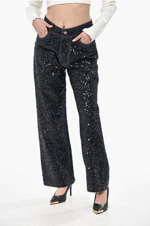 Parosh Sequin Denim Mom-Fit Jeans 25cm size M
