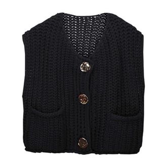 Generic Gilet Sans Manche Femme Gilet Femme D&eacute;contract&eacute; Quotidien Ville Uni Boutons Devant - Poches Pratiques Et Coupe Courte Tendance
