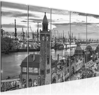 Runa Art Bild Hamburg Wandbilder auf Vlies Leinwand 5 Teilig Wanddekoration Wohnzimmer Schlafzimmer 603056c