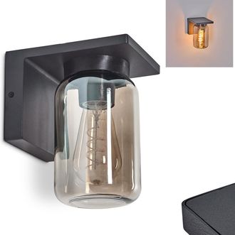 HOFSTEIN Außenwandleuchte Aquin, moderne Wandlampe aus Metall/Glas in Anthrazit/Rauchfarben, Wandleuchte mit Glasschirm in klar, Außenleuchte für Terrasse, 1 x