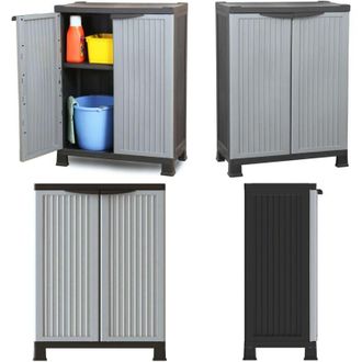 vidaXL Kunststoffschrank 68x39x92 cm - Aufbewahrungsbox - Garderobe - Werkzeugschrank - Plastikm&ouml;bel - Grau - Home & Living