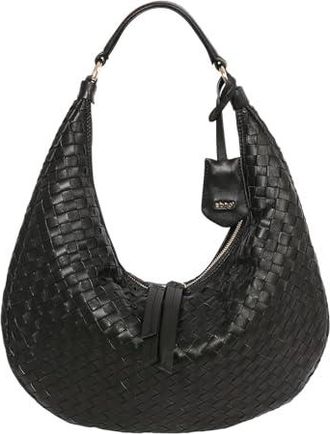 Abro Cuir sac &agrave; &eacute;paule Leather Piuma Weaving Hobo Bag Nana Black/Gold noir