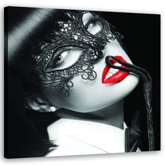 Feeby Wanddeko Frau Leinwandbild Kunstdruck Porträt schwarz-weiß 60x60 cm