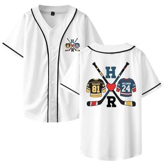 Generic HeatRivalry Hollander Rozanov T-shirt de baseball col en V unisexe &agrave; manches courtes Streetwear, blanc, XS